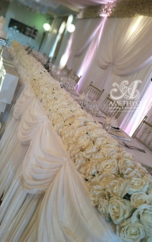 Ivory roses bridal floral runner (per meter) | Amethyst Wedding