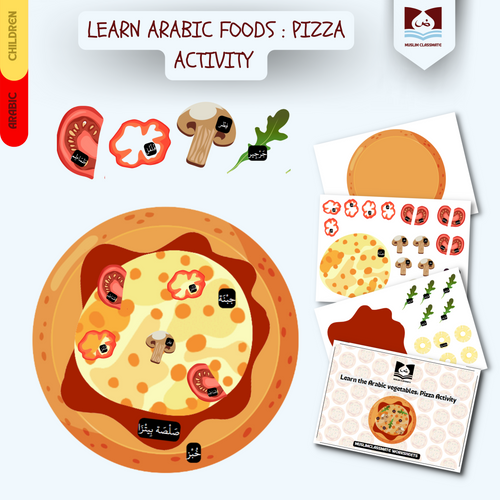 Learn Arabic foods : pizza Activity | Muslim Classmate