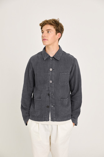 La Paz - Baptista smoked pearl linen utility jacket | KIOSK