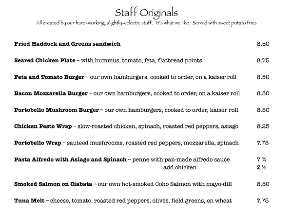 LUNCH MENU | Selah Restaurant