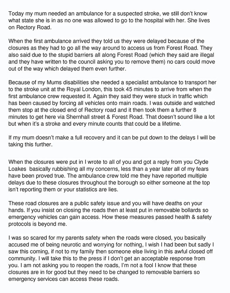 Heartbreaking letter about ambulances