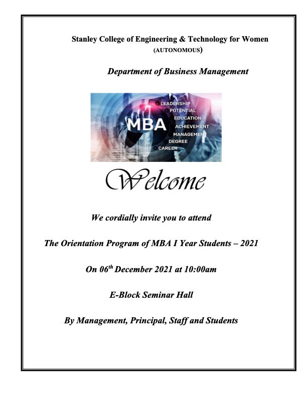 MBA Orientation Program - Dec 6th