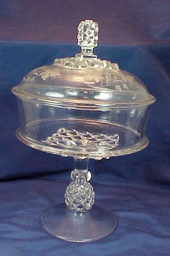 EAPG Pavonia Pattern Ripley Co. Large Compote Etched Lid | Walnut Manor ...
