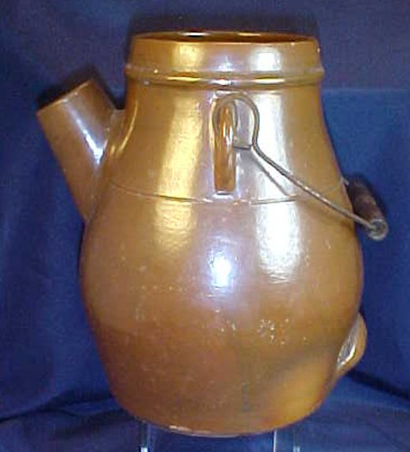 Antique Brown Glaze Stoneware Batter Jug with Handle | Walnut Manor Antique