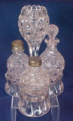 Findlay Glass Queen's Necklace Condiment Set | Walnut Manor Antique