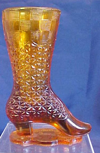 EAPG Findlay Glass Amber Fine Cut Bouquet Holder Boot | Walnut Manor ...
