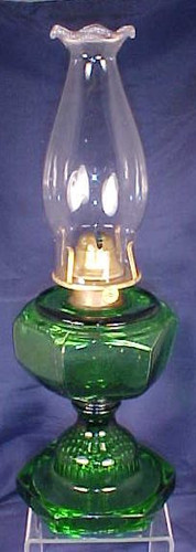 Findlay Glass Fishscale Pattern Green Kerosene Lamp HUGE | Walnut Manor ...