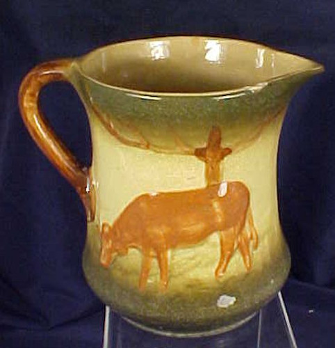 Vintage Roseville Pottery Pitcher with Cow | Walnut Manor Antique