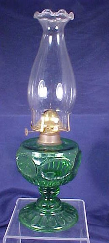 Findlay Glass Emerald Green Eye Winker Thumbprint Lamp Squatty Size ...