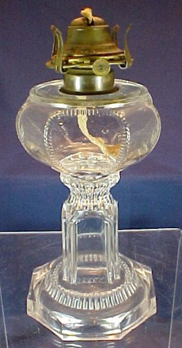 Findlay Glass Crown Pattern No. 2 Kerosene Lamp | Walnut Manor Antique