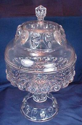 Findlay Glass Bullseye with Diamond Point Compote | Walnut Manor Antique