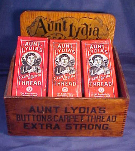 Aunt Lydia's Button Carpet Thread Store Display & Contents | Walnut ...
