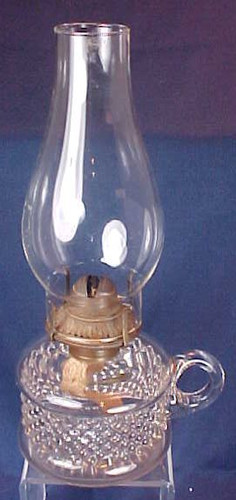 Findlay Glass Cross Lens Pattern Fingerhold Lamp | Walnut Manor Antique
