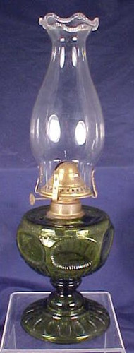 Findlay Glass Olive Green Eye Winker Thumbprint Lamp Squatty Size ...