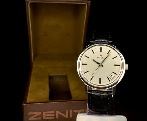 1960s Zenith 36mm Steel watch Date Ref 1209-4 SP Spillman case cal ...