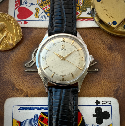 1950 Omega Bumper Automatic ref 2635-1 steel horn lug 33mm case cal 351 ...