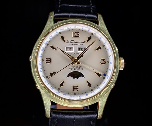 1950s Le Cheminant Skymaster Automatic Triple date pointer moonphase ...