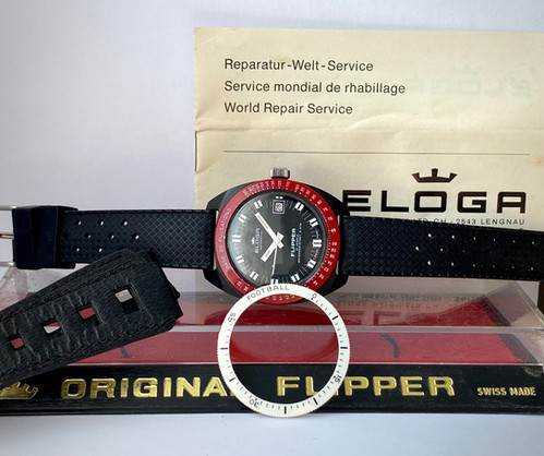 1960s Eloga Fortis Flipper Automatic plastic interchangeable bezel ...