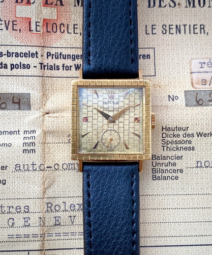 1959 Rolex Chronometer Square Brick effect 18ct gold dress watch ref ...