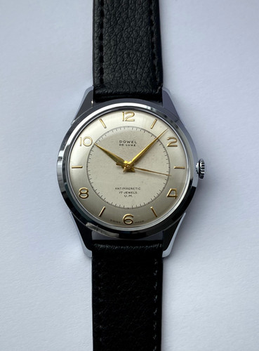 1950s Dowel De Luxe 35mm Chrome case near New Old Stock watch ETA 1080 ...