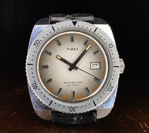 1976 Timex Viscount Sportster Skin Diver Automatic watch, grey dial ...