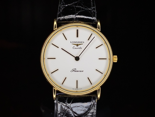 1990s Longines Presence 9ct gold dress watch quartz Ref 3979 150 L150.2 ...