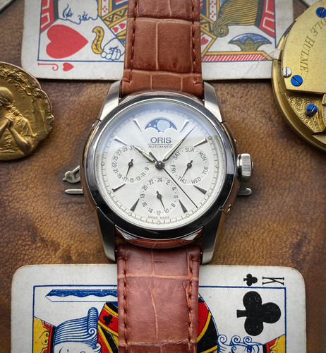 2004 Oris Artelier Complication Day Date Moonphase GMT watch ref 7554 ...