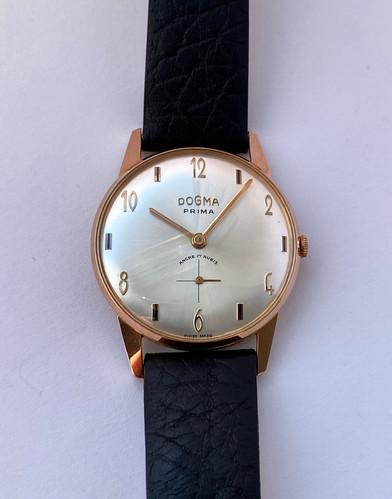 1960s Dogma Prima rose gold plated dress watch sunburst dial AS 1690-92 ...