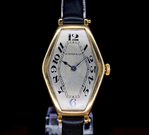 RARE 1915 Hy Moser & Cie 18ct gold Tonneau watch LeCoultre 10 HPVM | Mysite