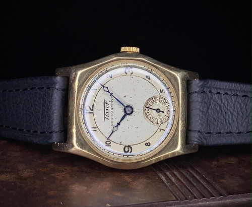 1939 Tissot Non-magnetic, 9ct gold octagonal case watch, HTFC engraving ...