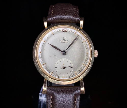 1947 Omega Fab Suisse 18ct pink rose gold fancy lug dress watch French ...