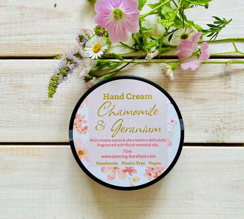 Handmade Hand Cream: Chamomile & Geranium - Vegan | Dancing Barefoot
