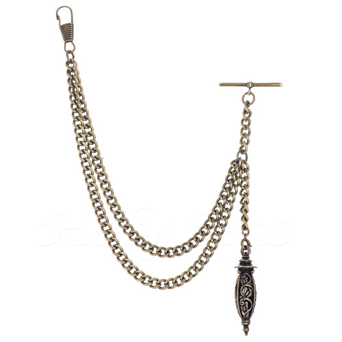 Brand New Bronze Colour Single Albert Pocket Watch Chain with Hollow ...