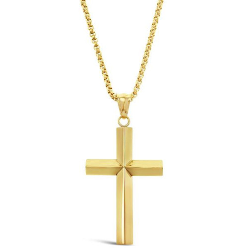 Stainless Steel Gold Cross Necklace 150155 | bitter-sweet-online