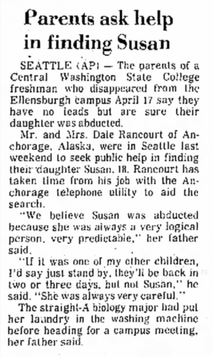 Susan Elaine Rancourt | Serial Killers | Ted Bundy victim