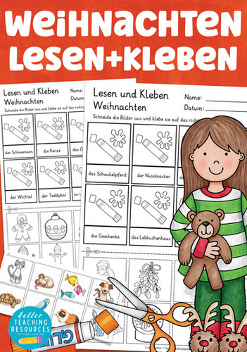 Weihnachten Lesen und Kleben Wortschatz Spiel Deutsch und DAZ ...