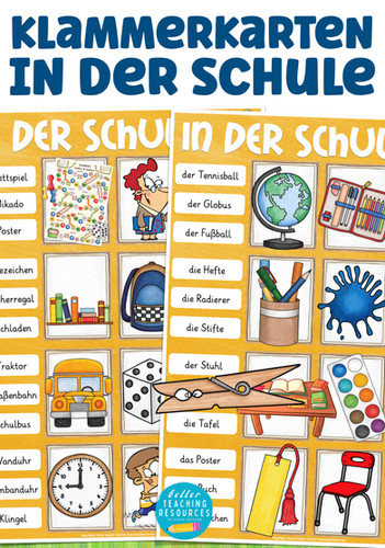Schule I Schulsachen Klammerkarten Deutsch 1. Klasse + Deutsch als ...