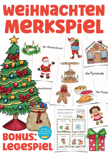 Weihnachten Merkspiel Deutsch in der Grundschule | Wortschatz Spiel ...