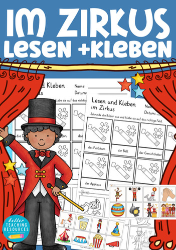 Zirkus Lesen und Kleben Wortschatz Spiel Deutsch und DAZ ...