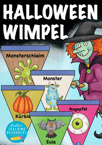 Halloween Wimpel - Dekoration und Wortschatz Grundschule ...