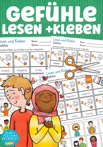Gefühle Lesen und Kleben Wortschatz Spiel Deutsch und DAZ ...