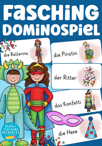 Karneval / Fasching Domino Spiel Deutsch für Erstleser ...