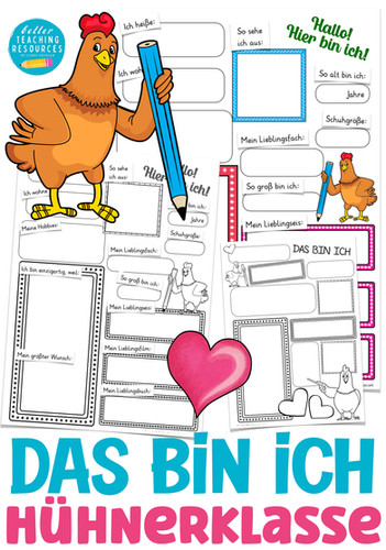 Das bin ich - sich vorstellen Arbeitsblätter Klassentier Huhn ...