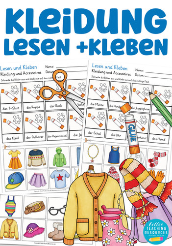 Kleidung Lesen und Kleben Wortschatz Spiel Deutsch und DAZ ...