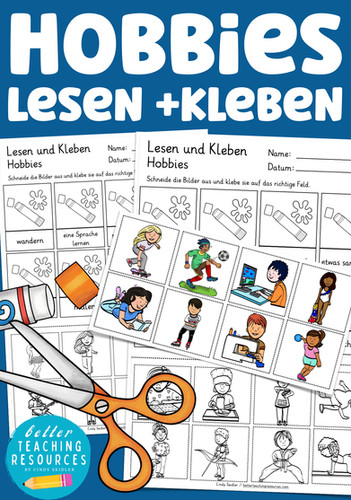 Hobbies Lesen und Kleben Wortschatz Spiel Deutsch und DAZ ...