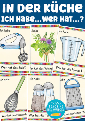 In der Küche - Kochen und Backen Ich habe, wer hat? Spiel Deutsch ...