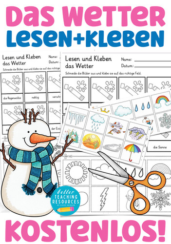 das Wetter Wortschatz Lesen und Kleben kostenlos | Sachunterricht ...