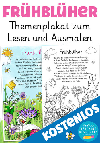 Kostenloses Frühblüher Material - Lesetext und zum Poster Ausmalen I ...