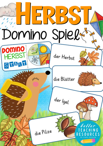 Herbst Domino Spiel Deutsch für Erstleser | Jahreszeiten ...