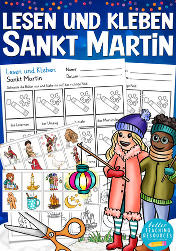 Sankt Martin Wortschatz Lesen und Kleben Religion | Unterrichtsmaterial ...